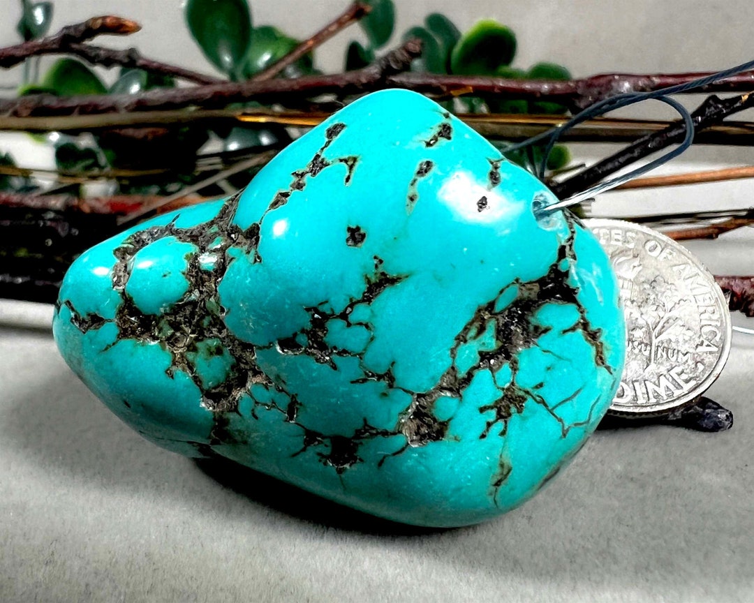 Natural Sea Green Blue 38mm Turquoise Nugget Focal Point Bead Drilled ...
