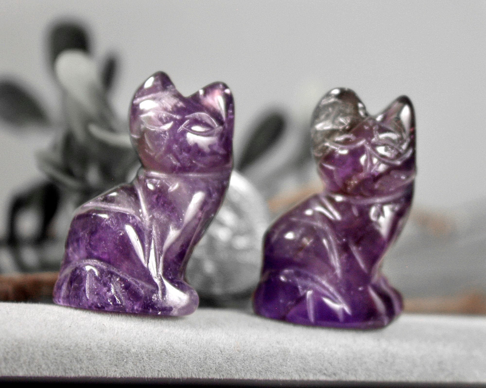 Amethyst Cat Feline Crystal Gemstone Figurine 9212 - Etsy