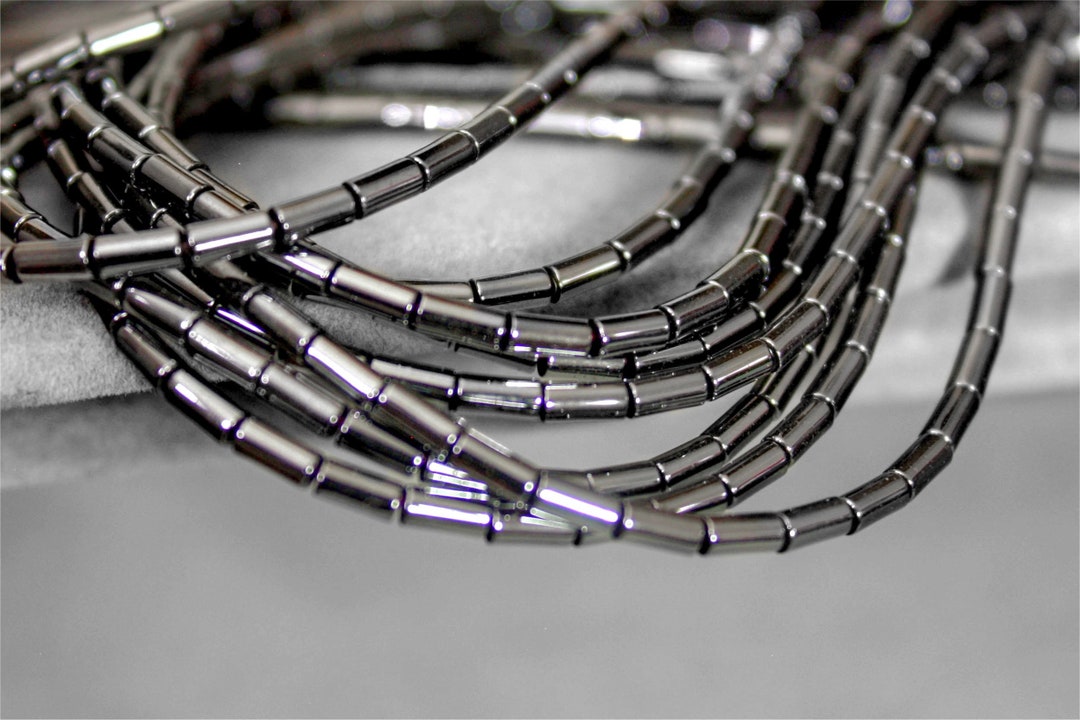 Hematite Tube Beads 4x2mm Gemstone Tube 16" Strand 800 - Etsy