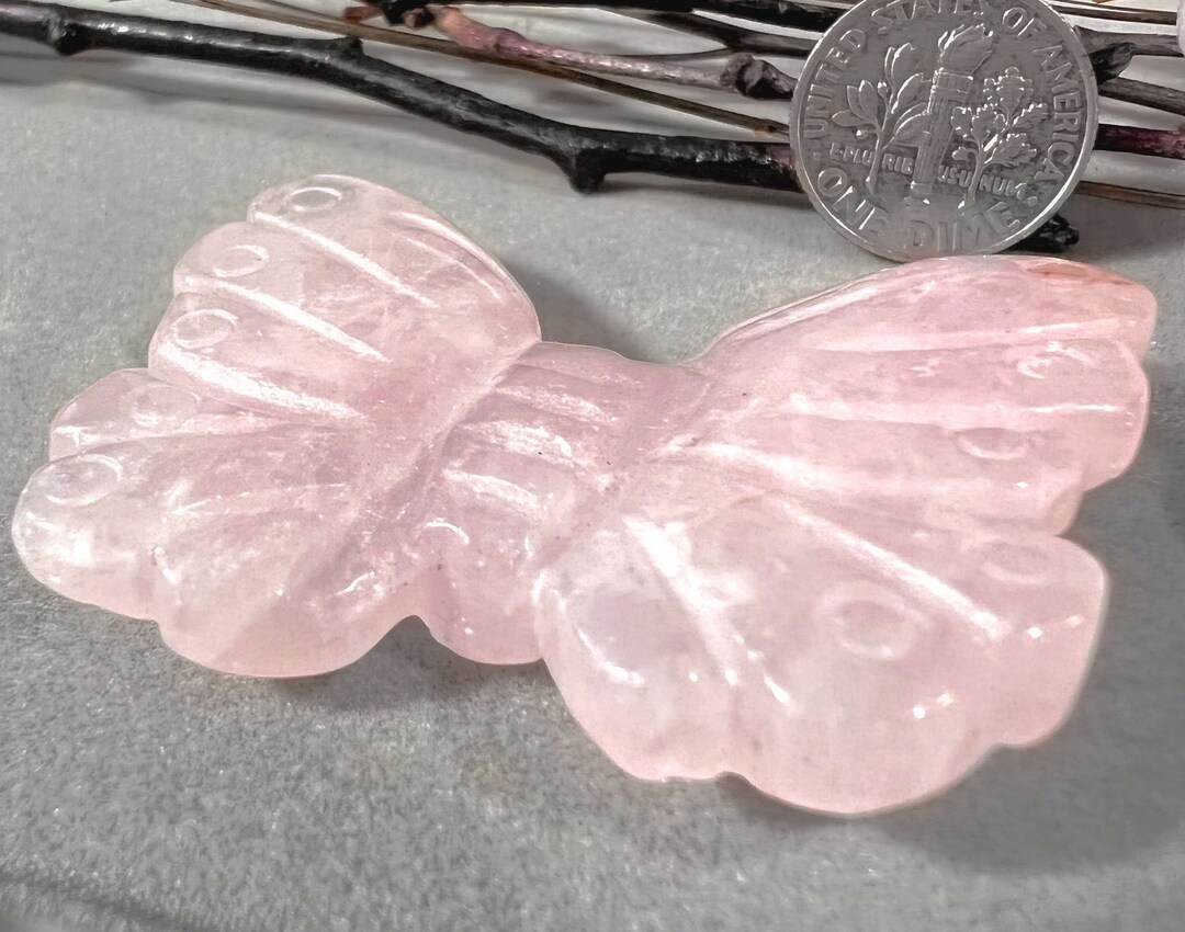 Rose Quartz Butterfly Stone Figurine 6936 - Etsy