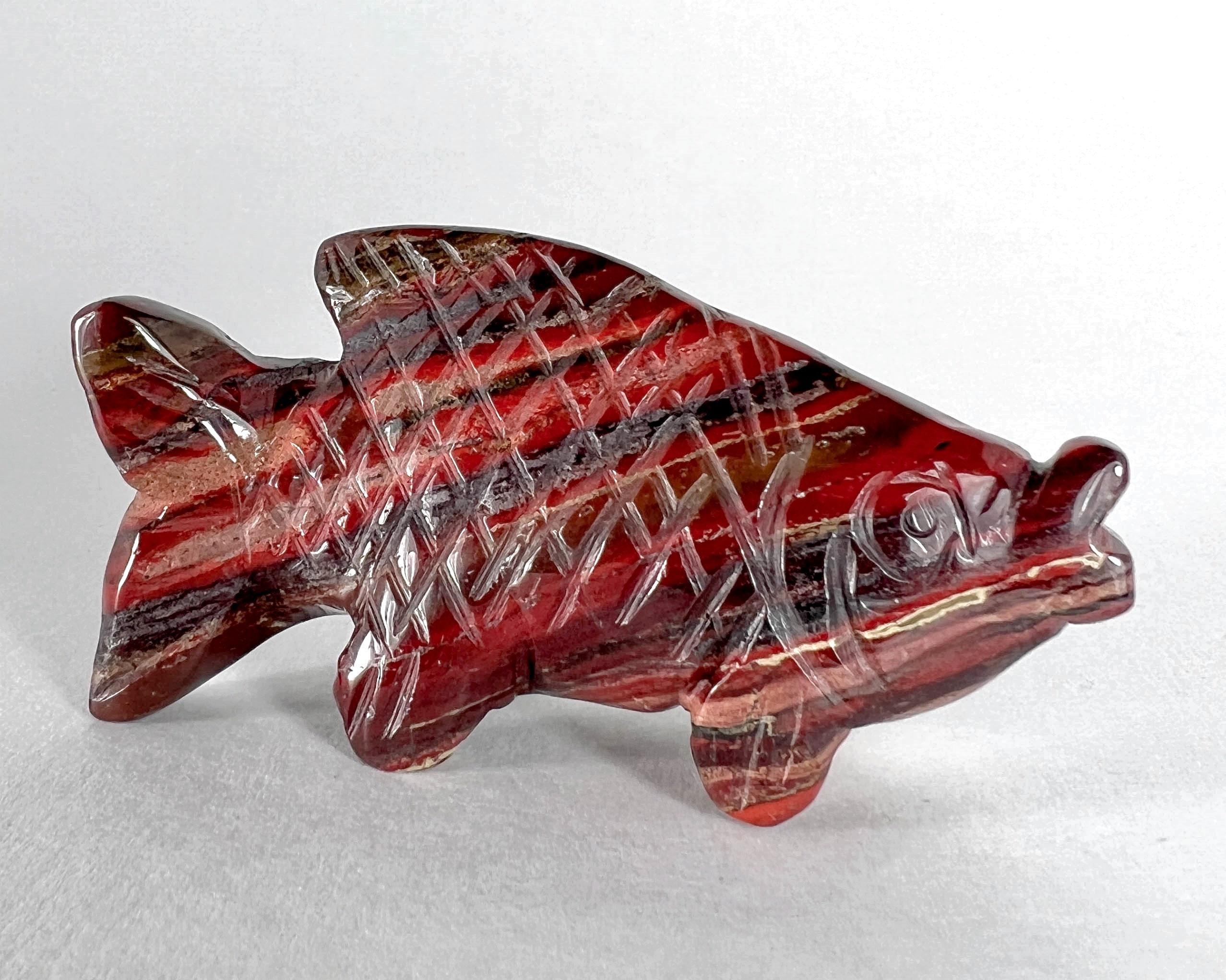 Red Rainbow Jasper Fish Spirit Animal Totem Fetish Hand Carved - Etsy