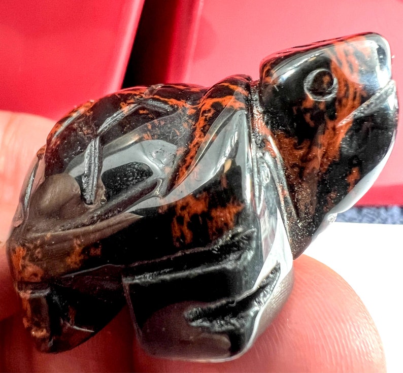 1.5" Mahogany Obsidian Turtle Tortoise Figurine Crystal Stone Carving ...
