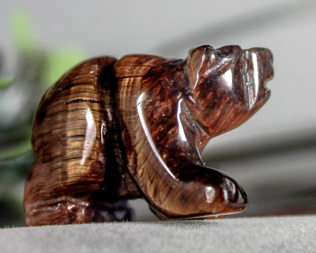 Walking Bear Totem Tiger's Eye Gemstone Spirit Animal Fetish Figurine ...