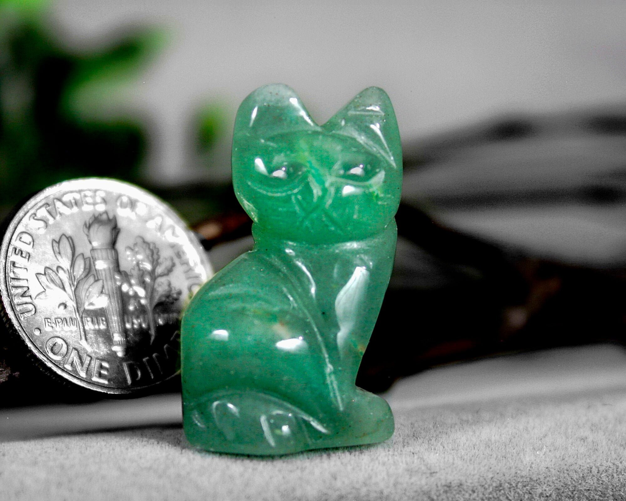 Miniature Hand Carved Green Aventurine Gemstone Cat Feline | Etsy