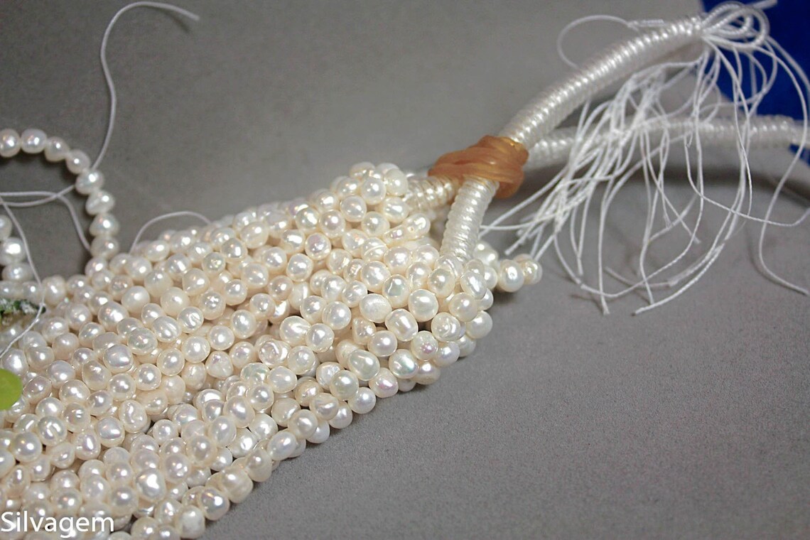 Natural Genuine Ivory 5.5mm-6mm Baroque off White Freshwater Pearl Bead ...