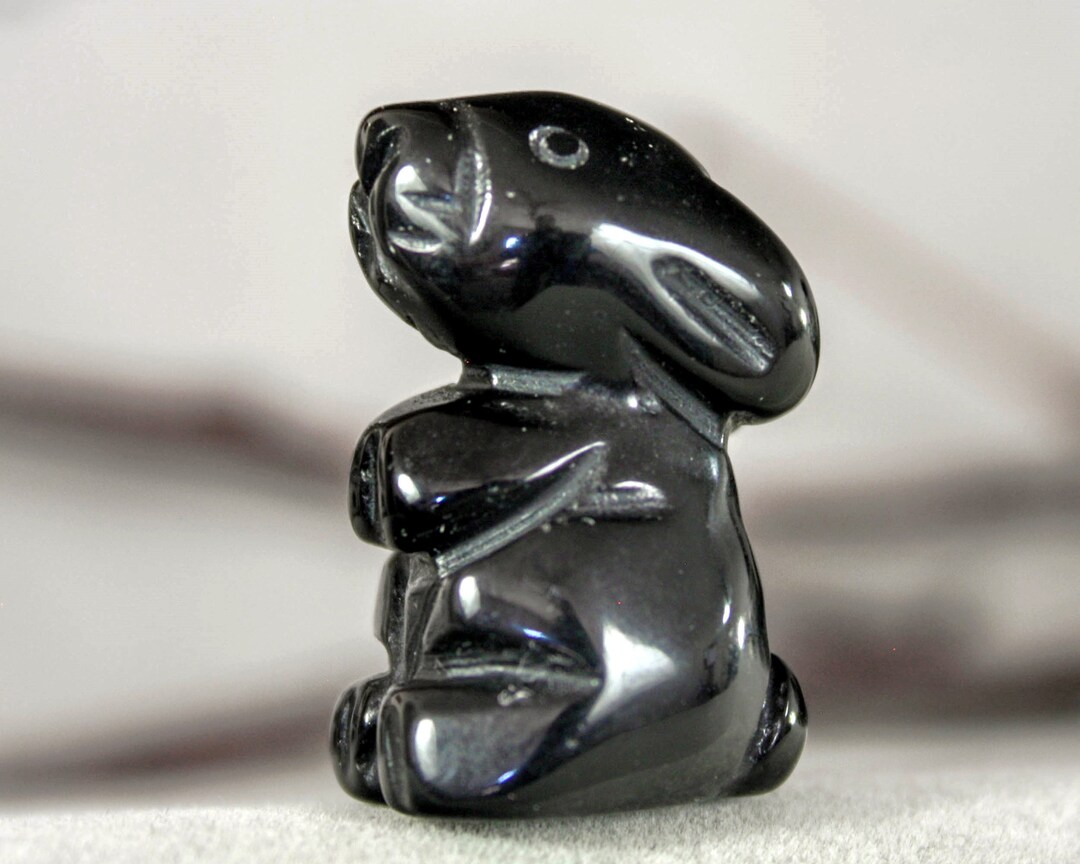 Black Obsidian Bunny Rabbit Stone Totem Figurine Spirit Animal 8781 - Etsy