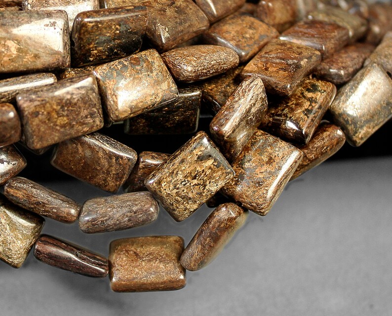 Golden Brown Rectangular 16mm Bronzite Gemstone Beads 15 | Etsy