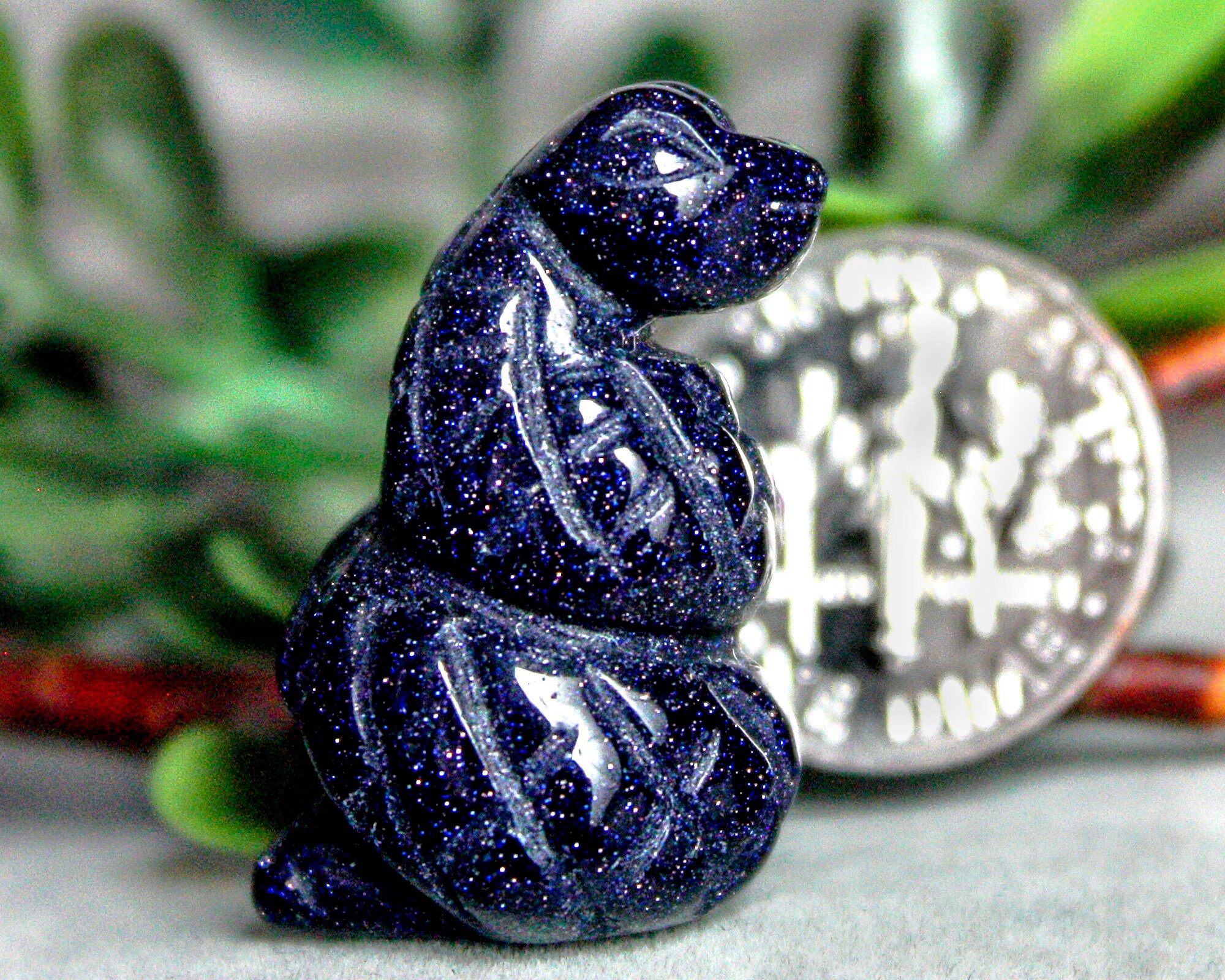 Blue Goldstone Serpent Coiled Snake Healing Totem Fetish Gem | Etsy