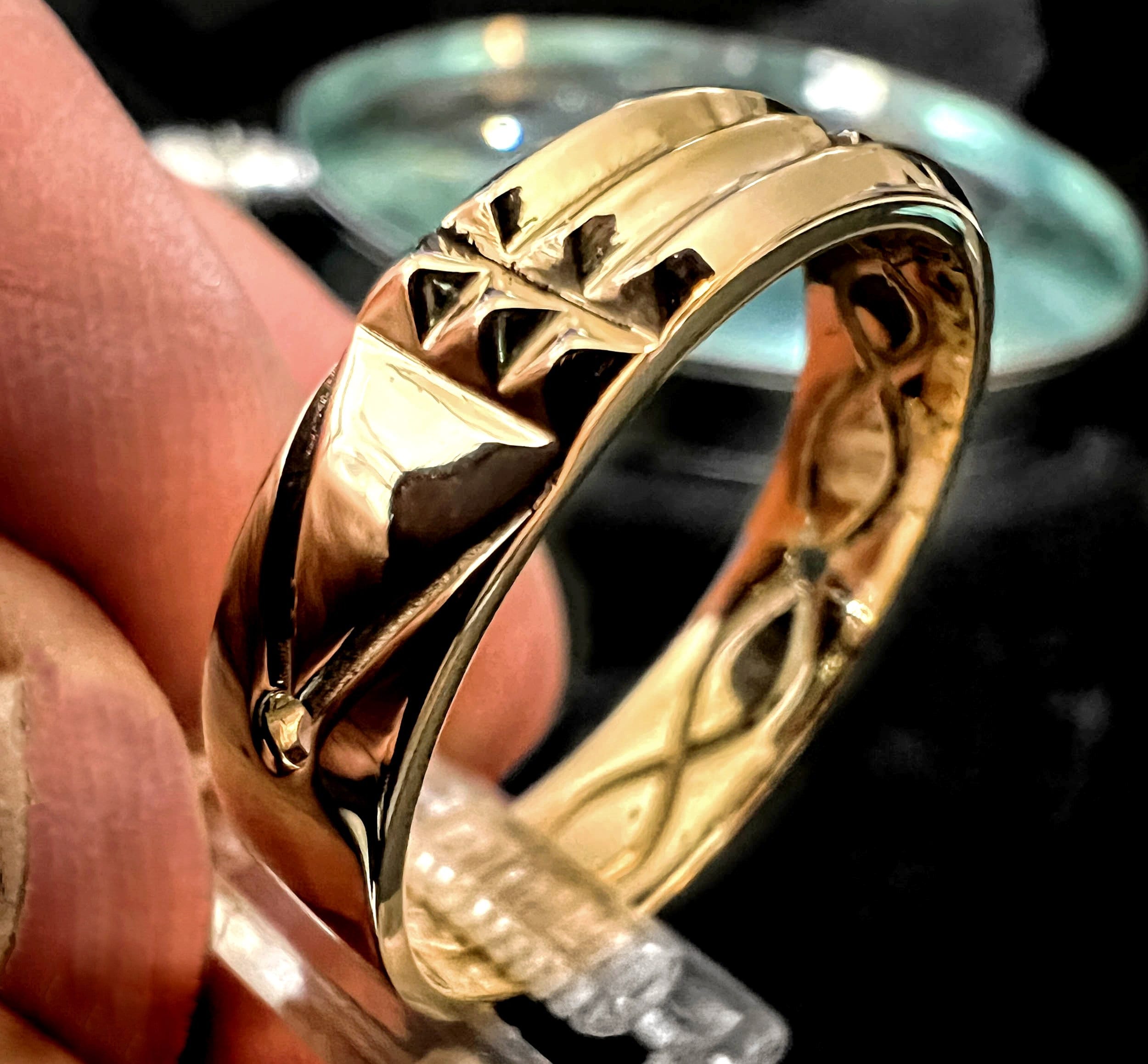 Atlantis Ring Solid 10k Yellow Gold Band Talisman Amulet Custom ...