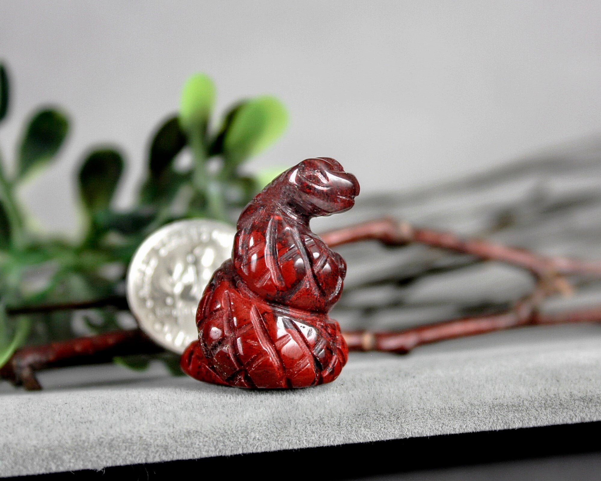 Red Serpent Snake Healing Totem Rainbow Jasper Gemstone Fetish | Etsy