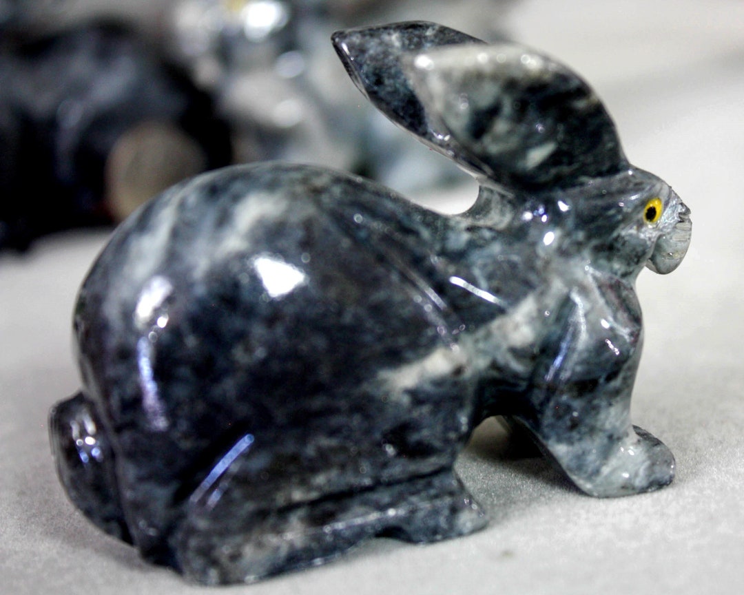 Bunny Rabbit Totem Spirit Animal Soapstone Figurine 2" 1/2 Carving ...