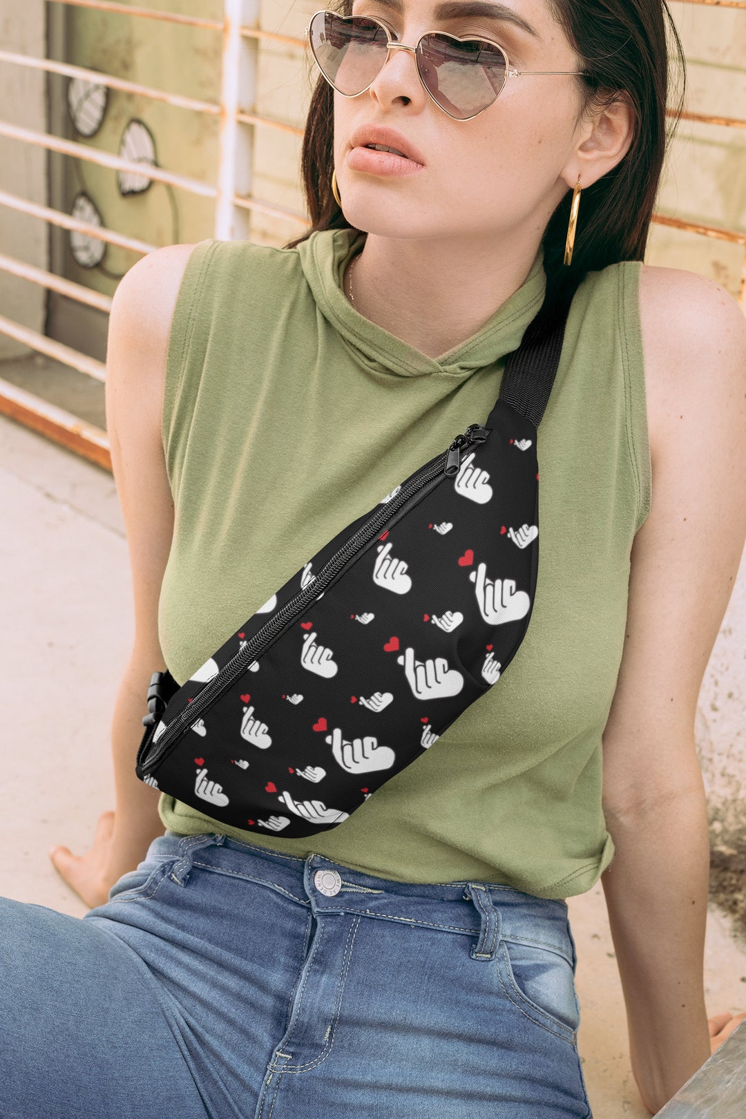 Korean Heart Kpop Finger Heart Fanny Pack Korean Style - Etsy