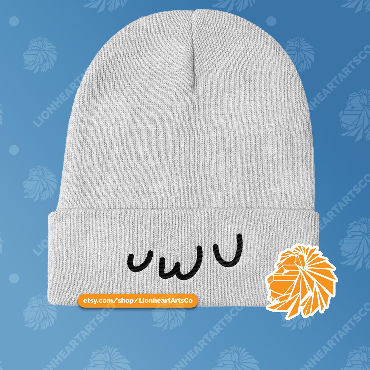 Uwu Knit Beanie, Anime Gift, Cotton Acrylic Blend - Etsy