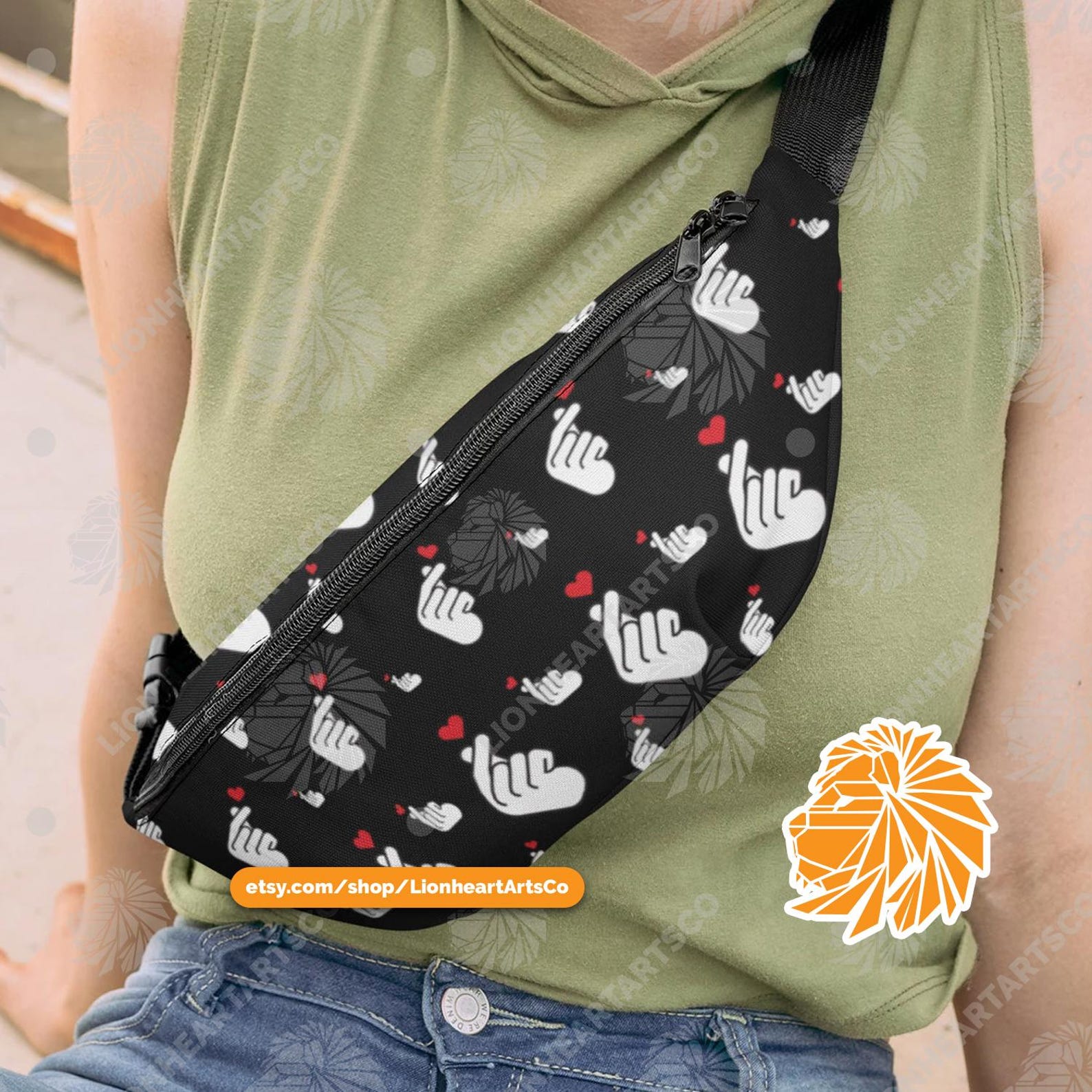 Kpop Finger Heart Fanny Pack, Korean Style Polyester Bag - Etsy