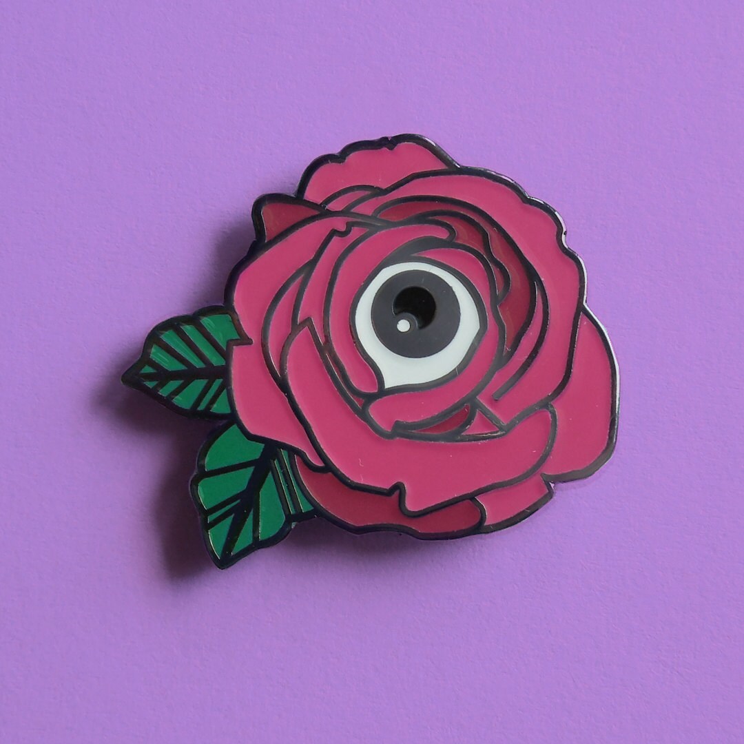 Red: Flower of My Eye Enamel Pin - Etsy