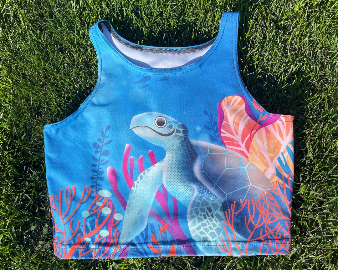 Sea Turtle Athletic Crop Top - Etsy