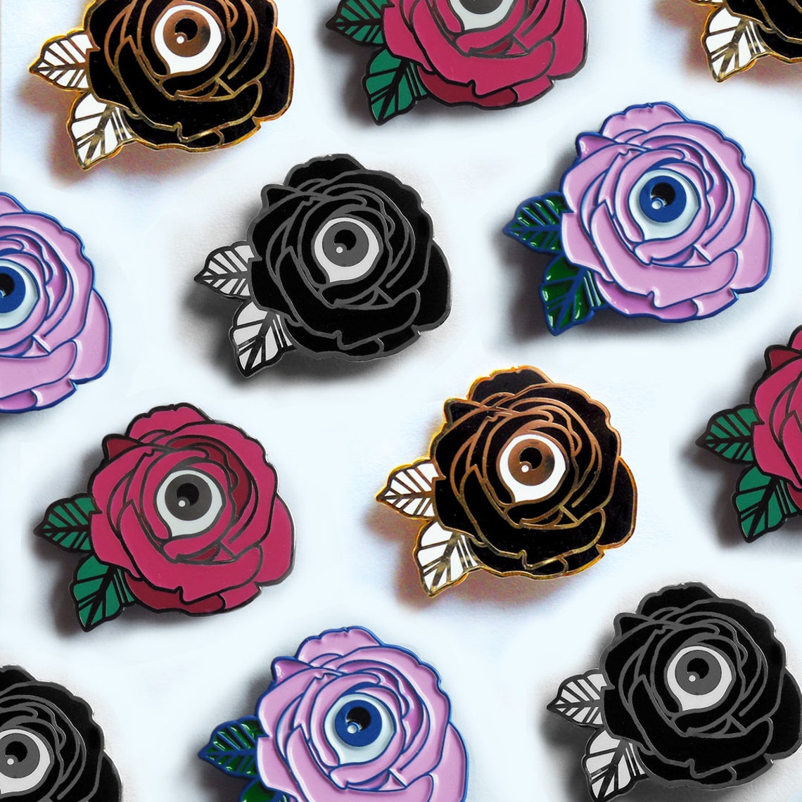 Pink: Flower of My Eye Enamel Pin - Etsy