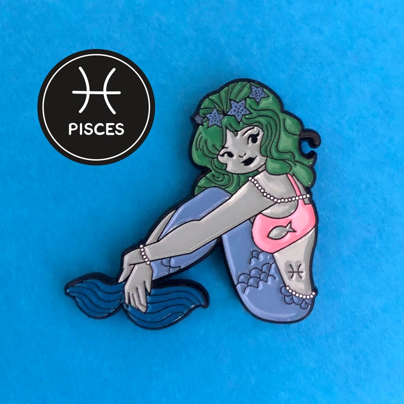 Pisces Zodiac Enamel Pin - Etsy