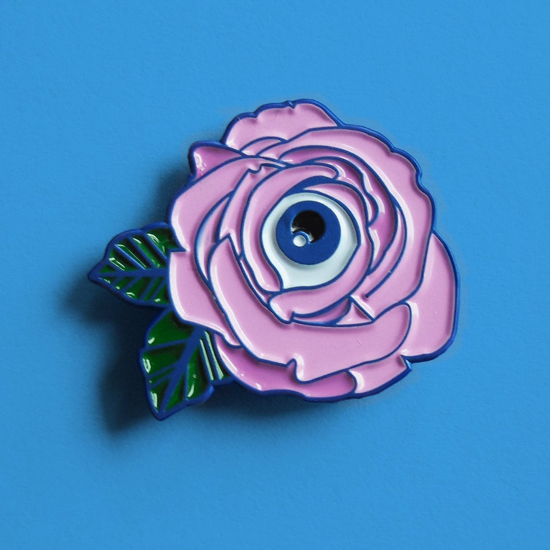 Pink: Flower of My Eye Enamel Pin - Etsy