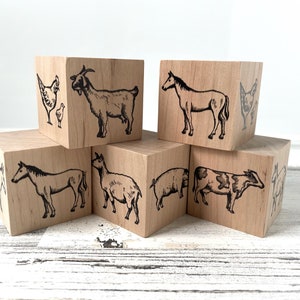 Farm Animal Nursery Baby Blocks - Baby Gift for Boy - Farm Animals ...