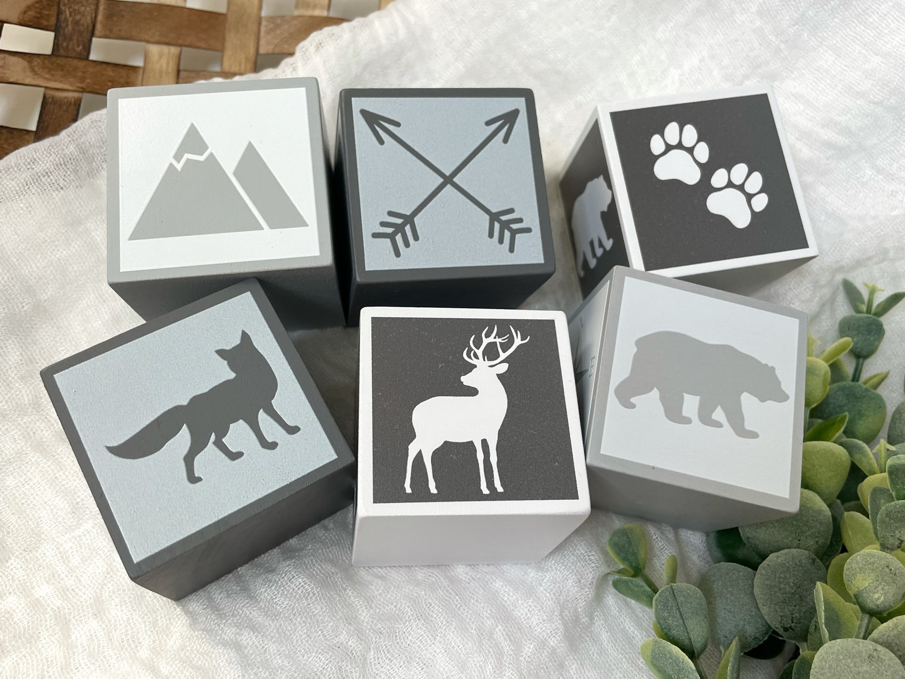 Woodland Nursery Decor Blocks - Etsy