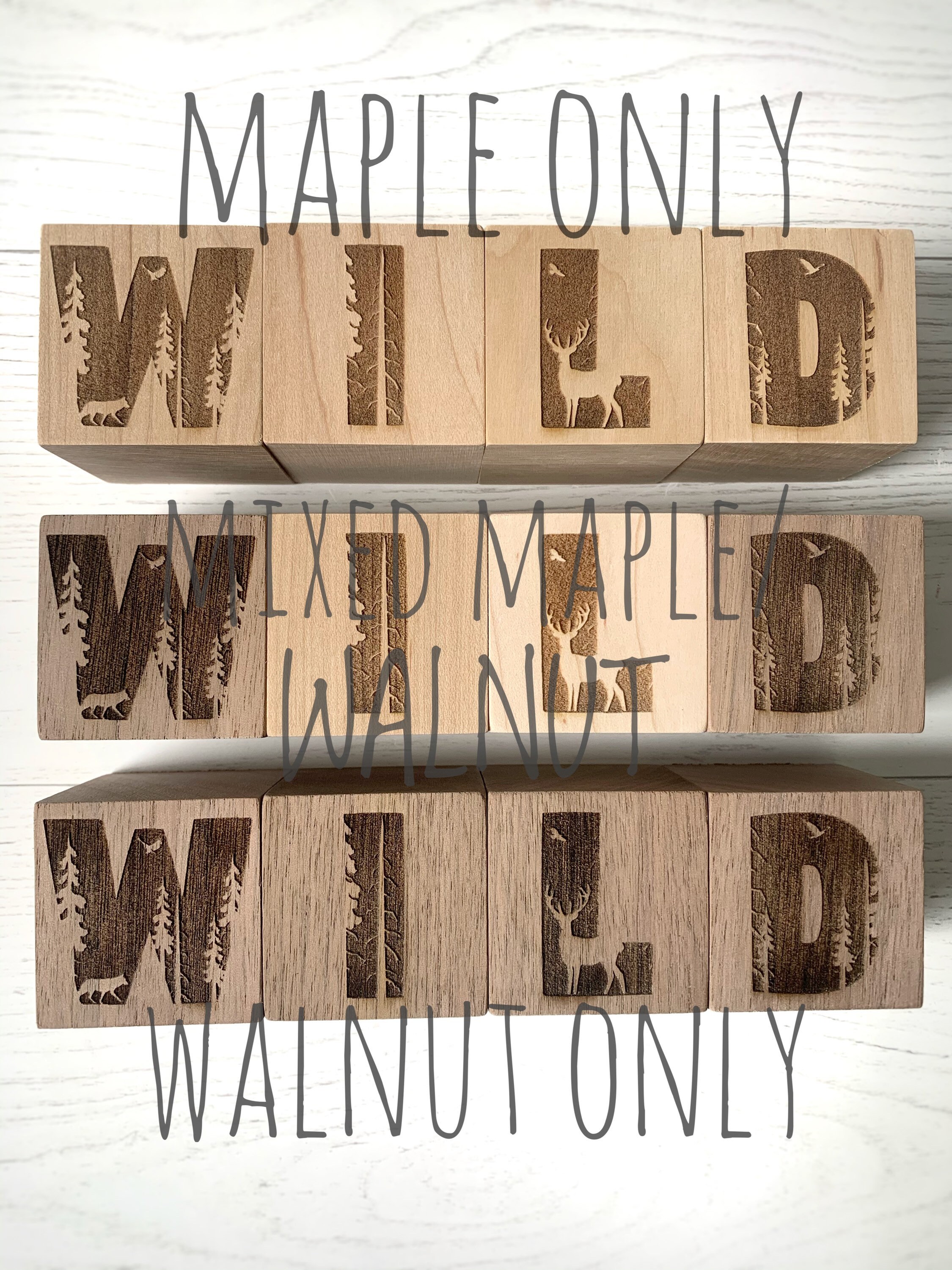 Woodland Nursery Decor Blocks WILD | Etsy