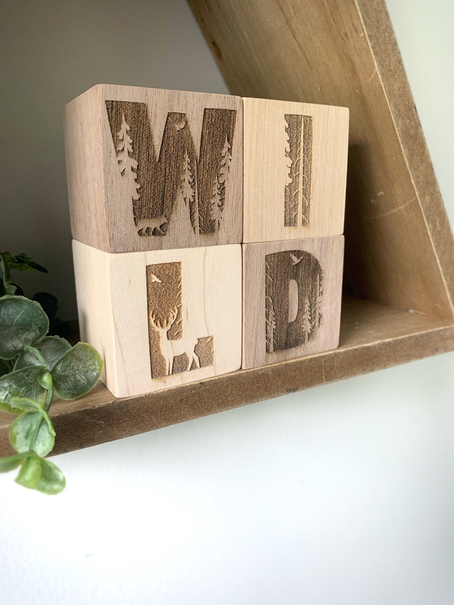 Woodland Nursery Decor Blocks -WILD - Etsy