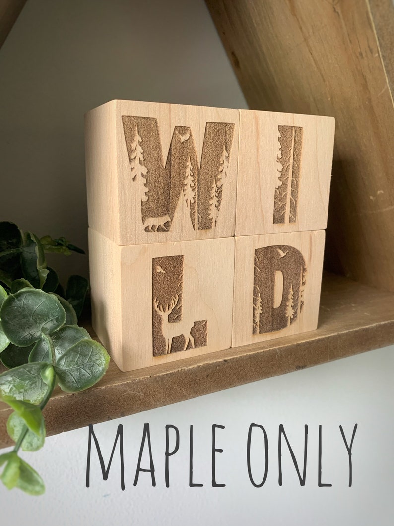 Woodland Nursery Decor Blocks WILD - Etsy