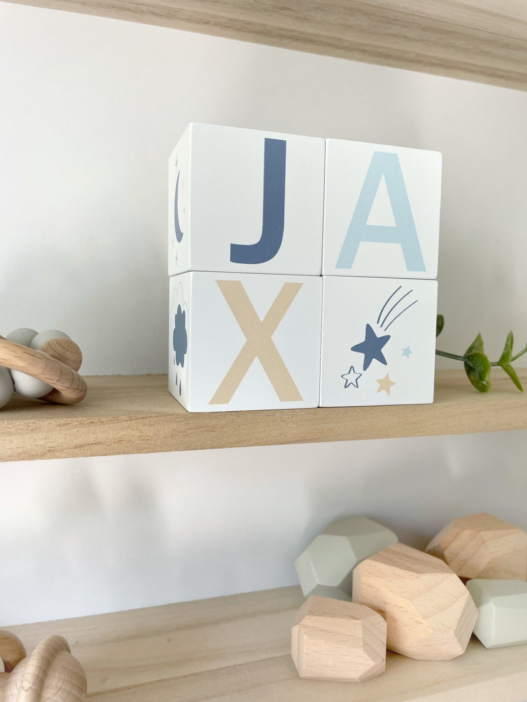 Celestial, Cloud, Sun, Hot Air Balloon, Moon and Stars Nursery Block ...