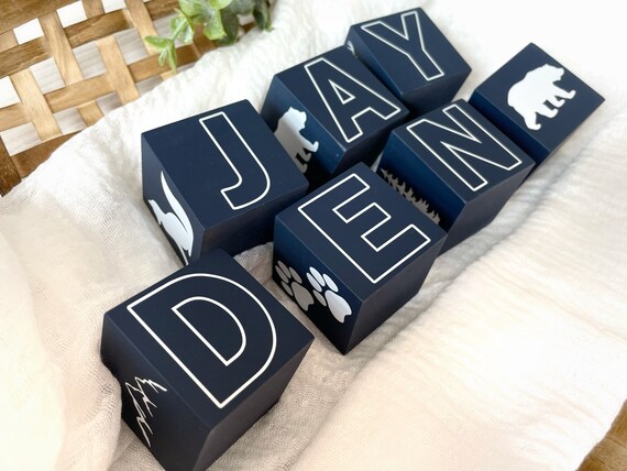 Personalized Baby Gift Block Set Woodland Themed Nursery - Etsy