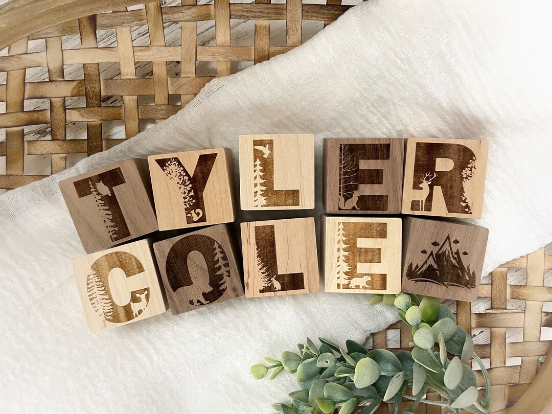 Personalized Baby Gift Block Set - Woodland Themed Nursery - Etsy
