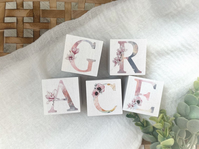 Boho Watercolor Floral Nursery Décor Blocks Pastel - Etsy