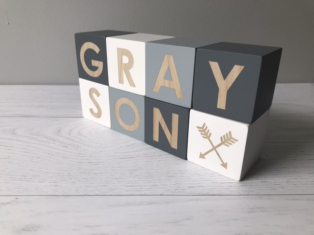 Personalized Baby Name Blocks with Arrow | Etsy