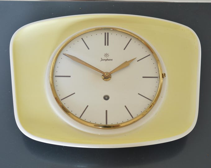 JUNGHANS/ Yellow Kitchen Clock / Ca. 1960 / Vintage German Wall Clock ...