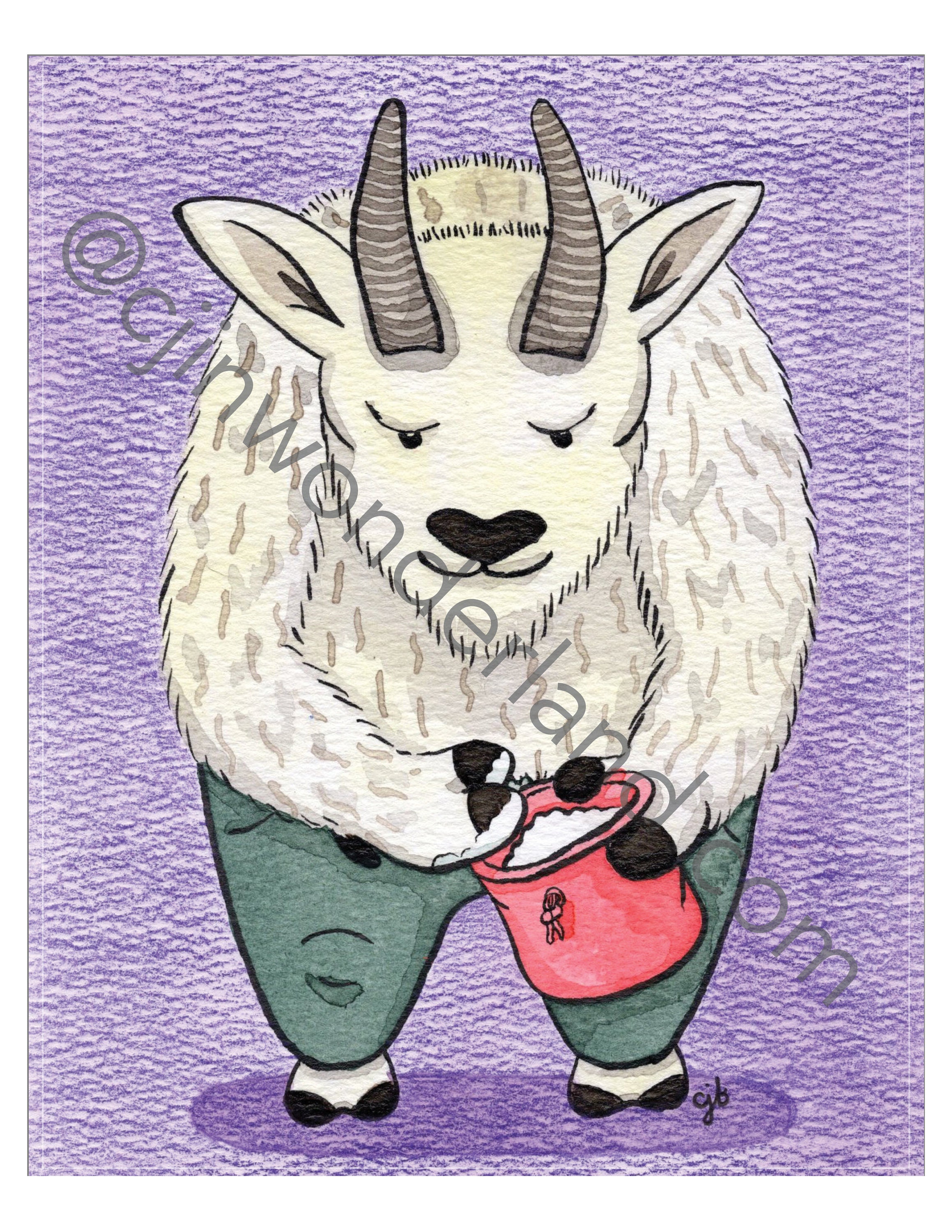 Mountain Goat Climbing Animal Art Print With Mat Climbing Art Print ...