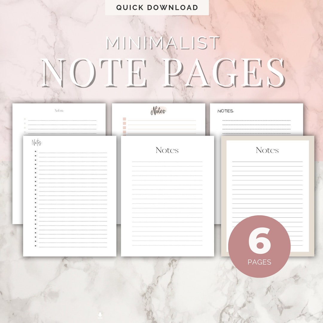 Notes Page Printable, Lined Note Paper, Notes Page Planner, Printable ...