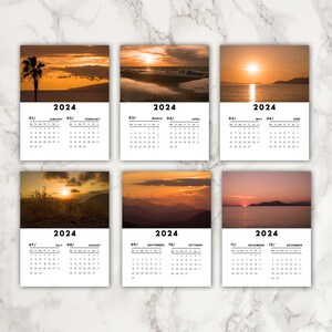 Printable Sunsets Coastal Calendar 2024 Monthly Calendar With - Etsy