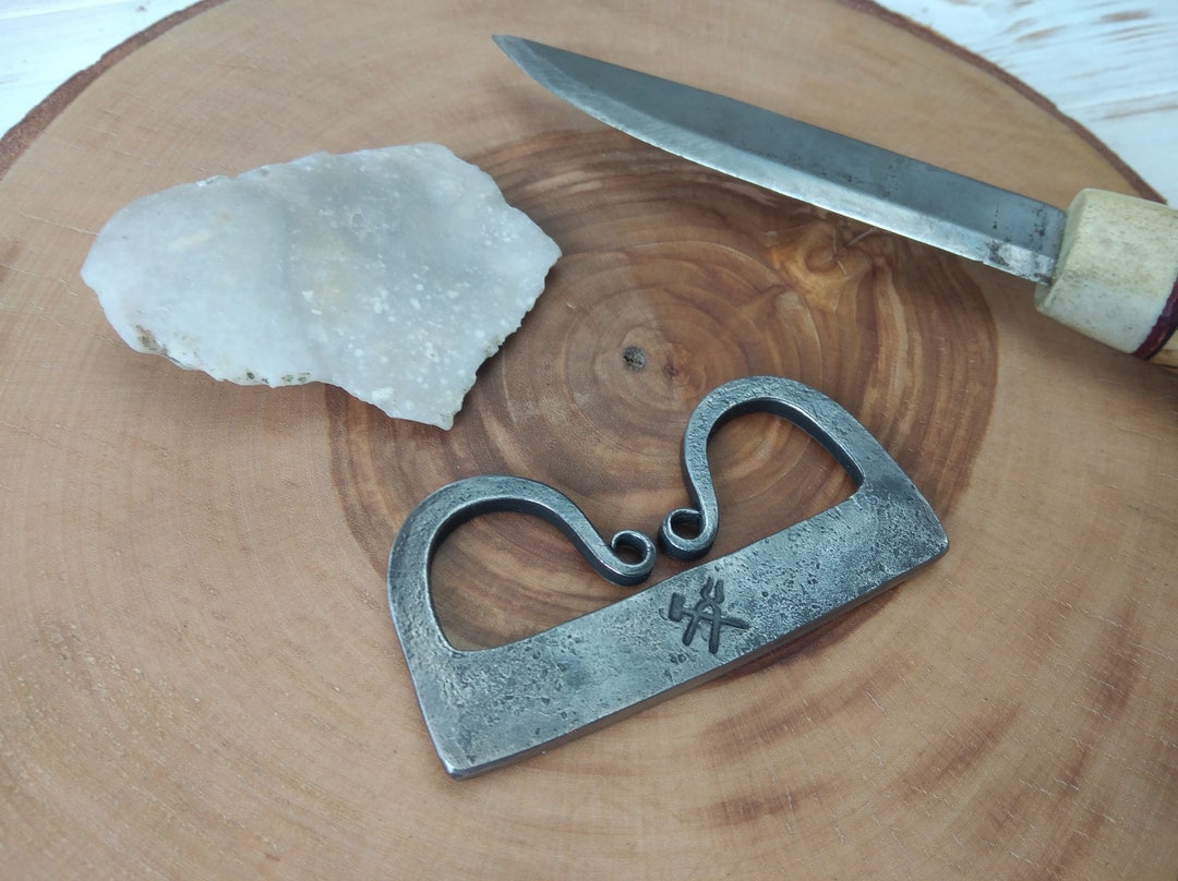 Hand Forged Fire Steel Striker With Flint: Bushcraft Fire Starter - Etsy