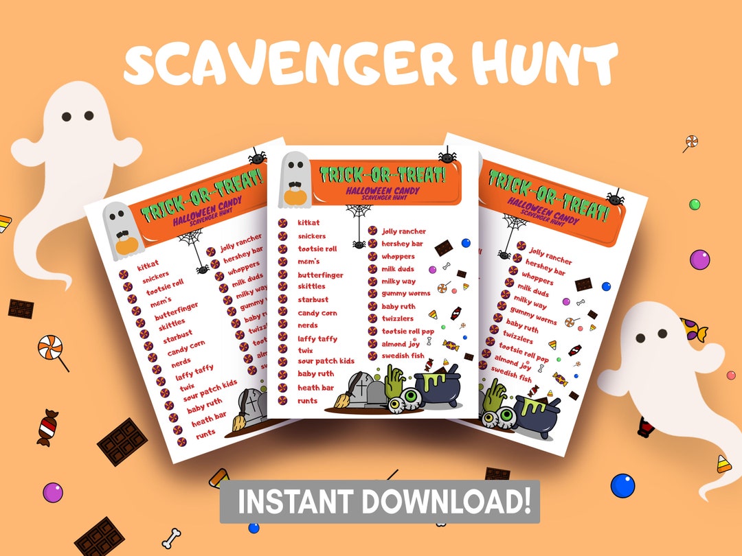 Halloween Candy Scavenger Hunt Printable Trick or Treating - Etsy