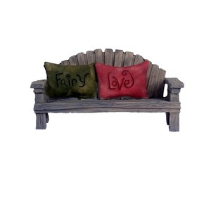 Fairy Bench With Attached Pillows Fairy & Love Fairy Garden Bench ...