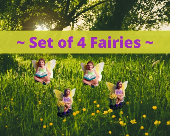 Set of 4 fairies. Whimsical Playful fairies are Delight to add | Etsy