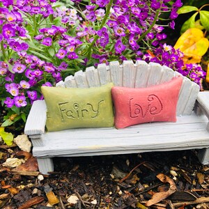 Fairy Bench With Attached Pillows Fairy & Love Fairy Garden Bench ...