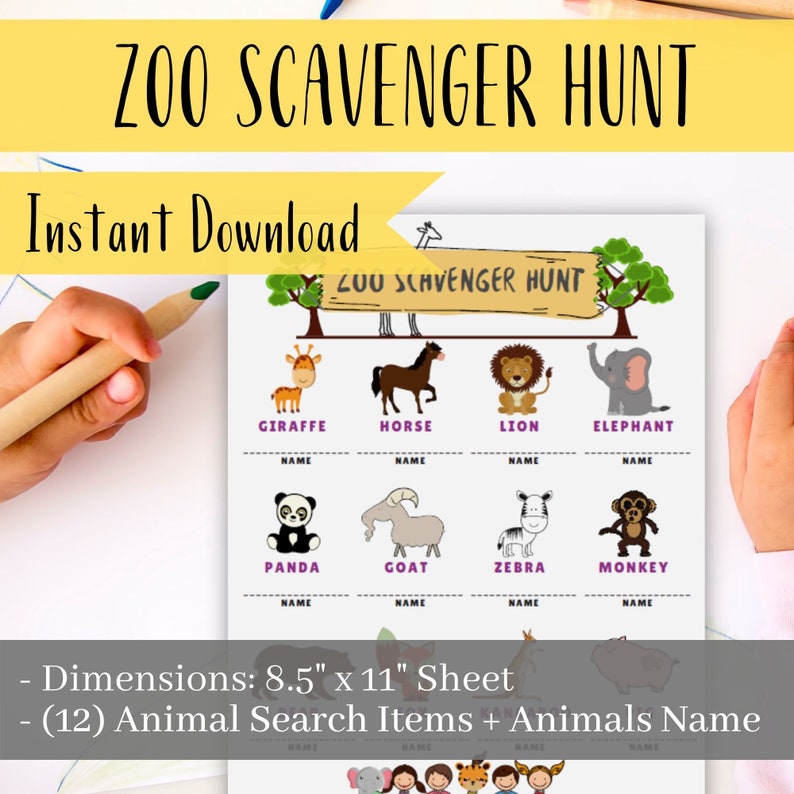 Zoo Scavenger Hunt Printable Fast and Easy Instant Download - Etsy