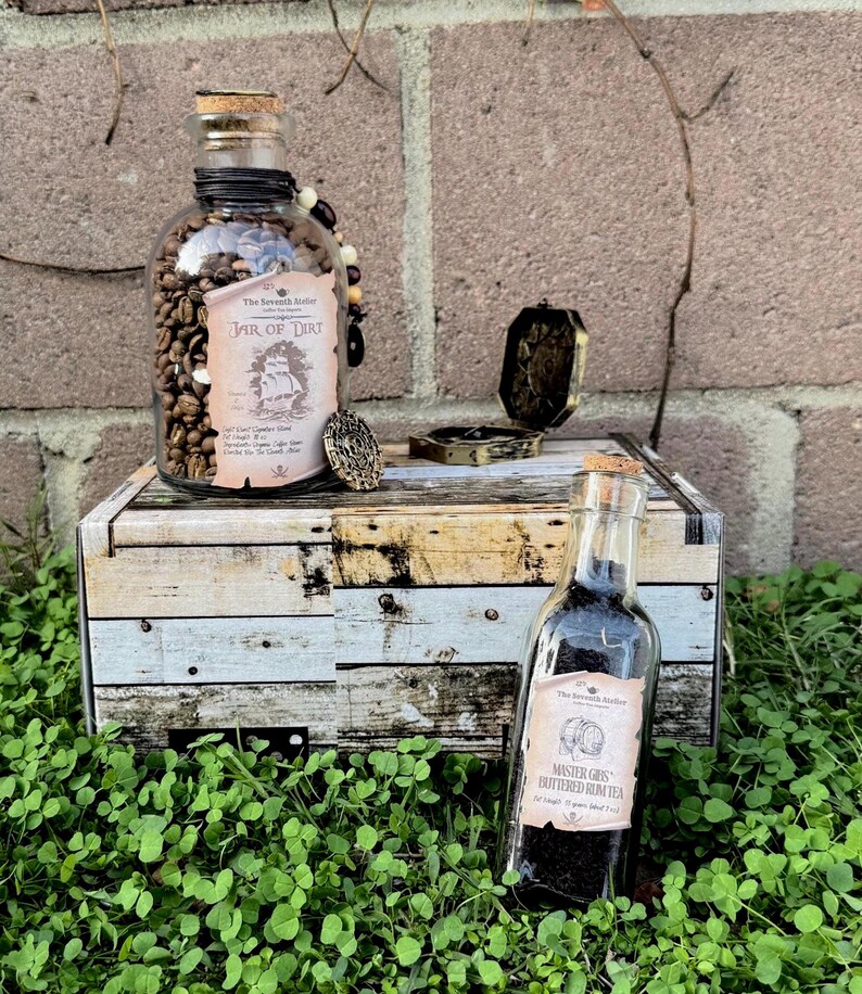 Nautical Coffee and Tea Gift Set: Pirate Themed Glass Bottle Coffee Jar ...