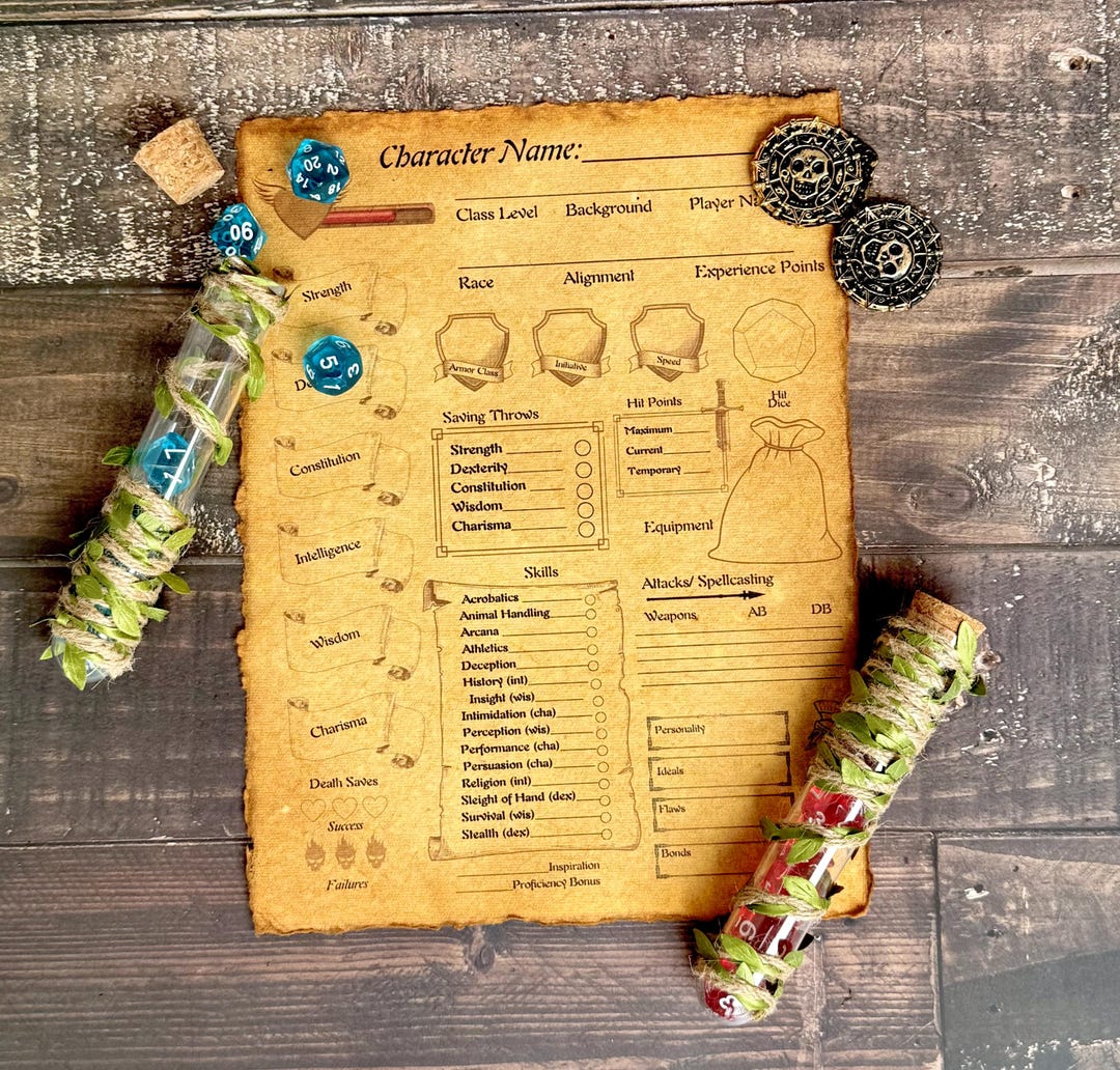 Printable DND Character Sheet: Parchment Design, RPG Template (digital ...