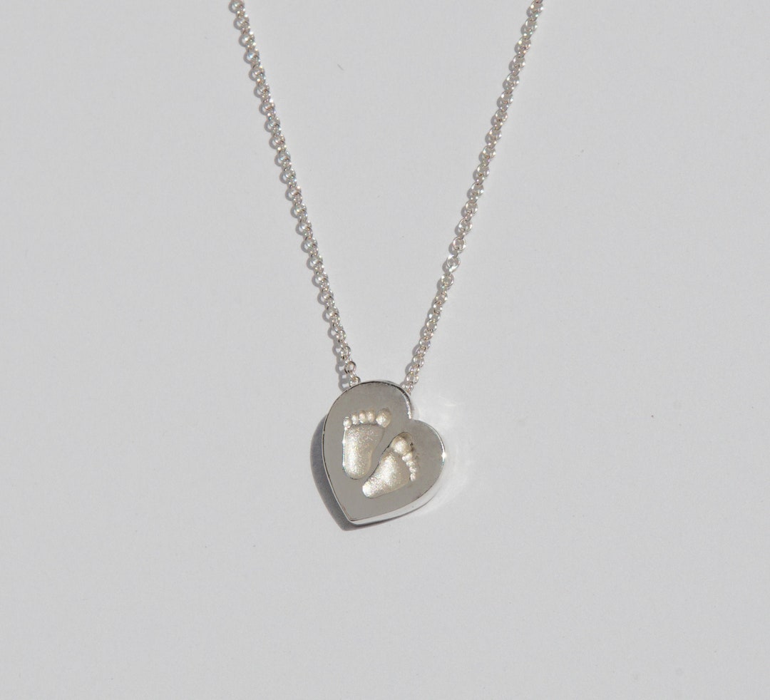 Sterling Silver Baby Feet Necklace With 18 Inch Chain - Etsy