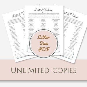 List of Values Printable PDF Core Values Journal Printable - Etsy