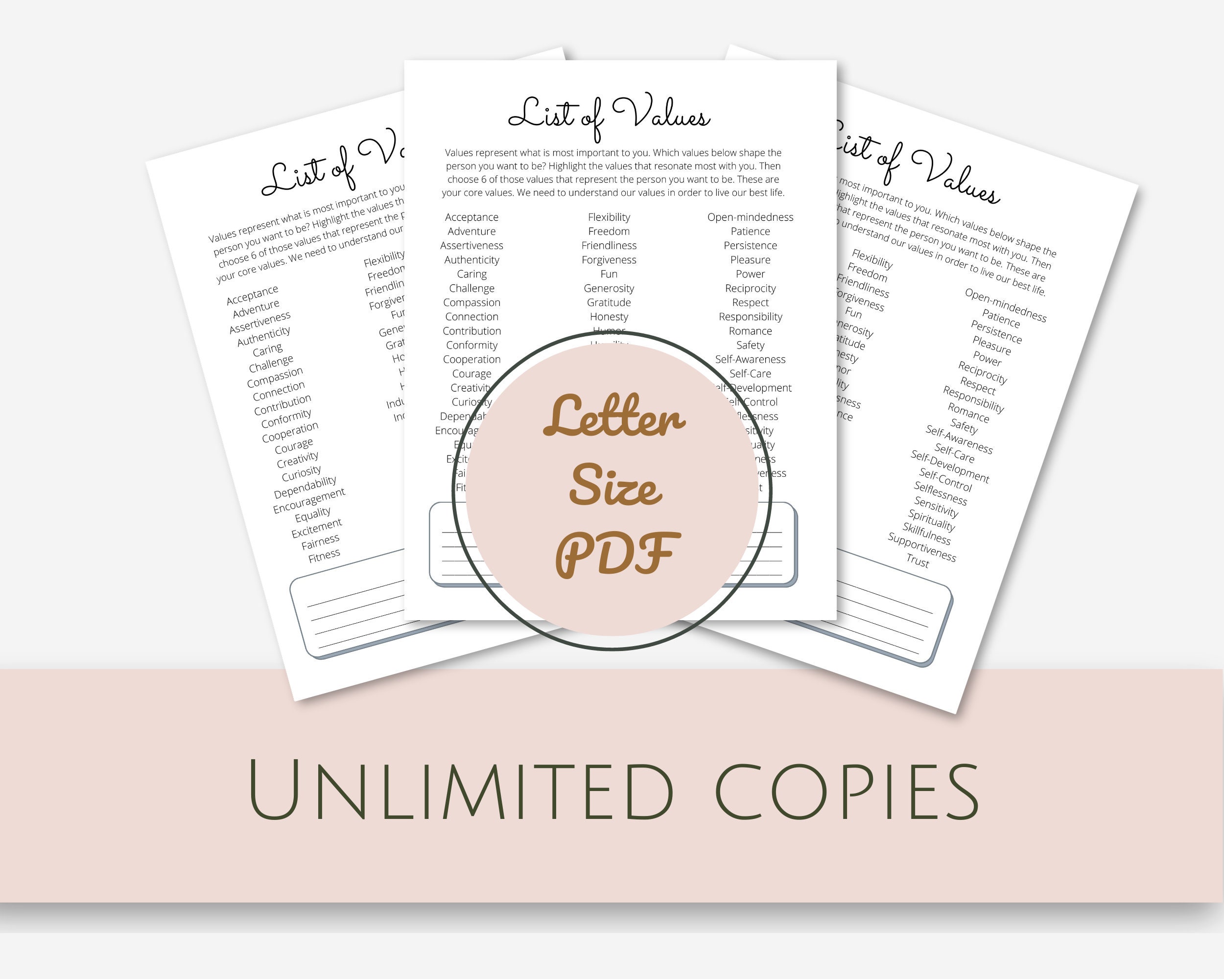 List of Values Printable PDF Core Values Journal Printable - Etsy Canada
