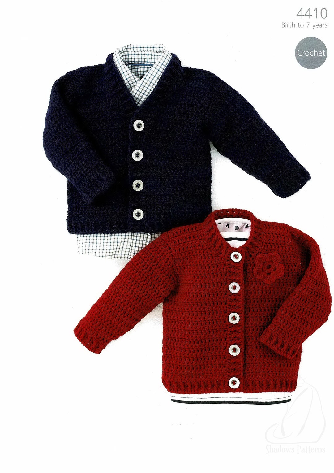 Childrens, Toddlers and Babies Easy Crochet Round or V Neck Cardigan ...