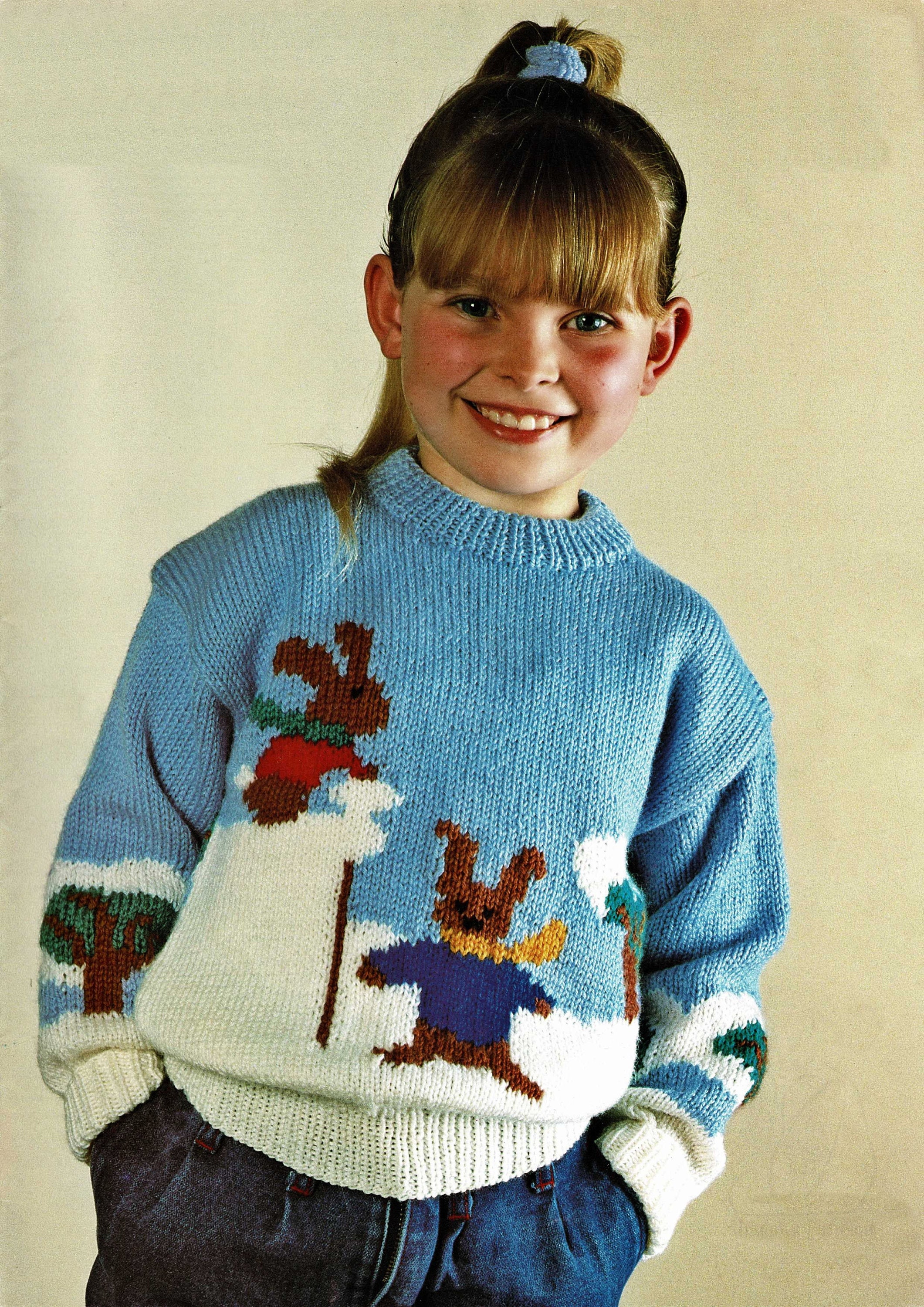 Toddlers and Childrens Cute Snow Bunnies Sweater Vintage - Etsy